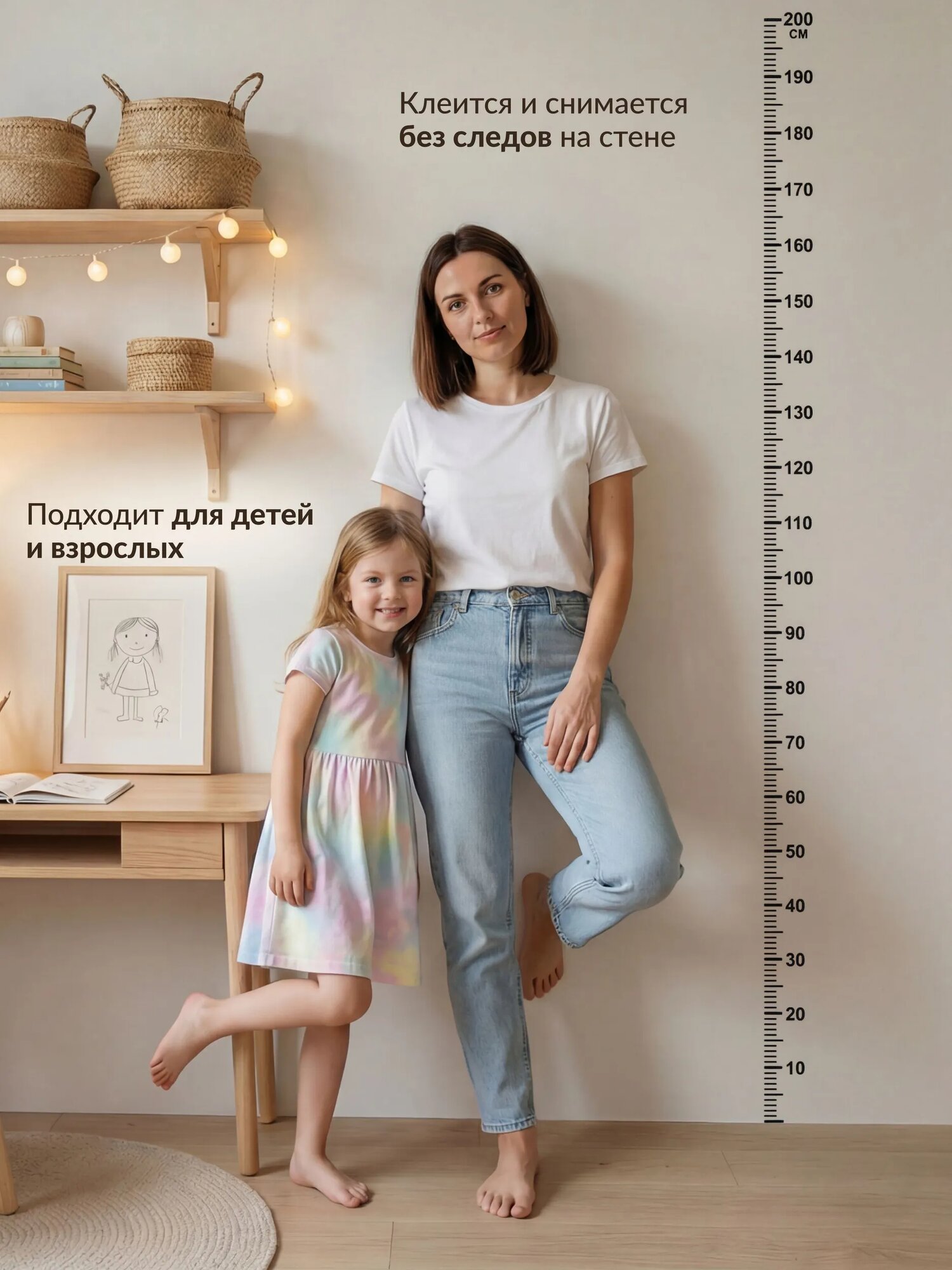 ✅ 标题（≤120字符） Ростомер настенный для детей и взрослых, измеритель роста, линейка роста для дома