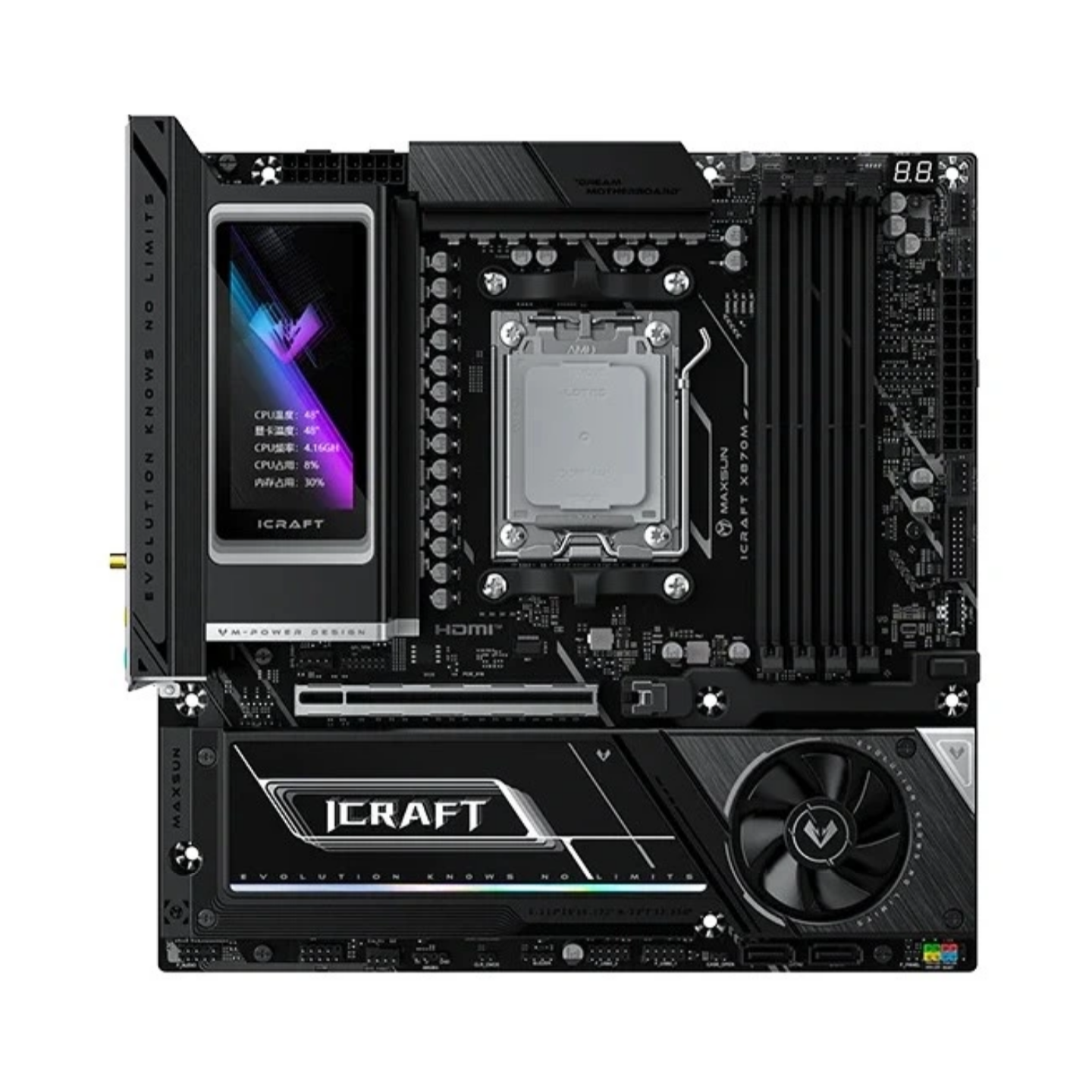 Материнская плата MAXSUN MS-iCraft X870M, Micro-ATX, AM5, X870, 4хDDR5, 2хSATA, 3хM.2, черный