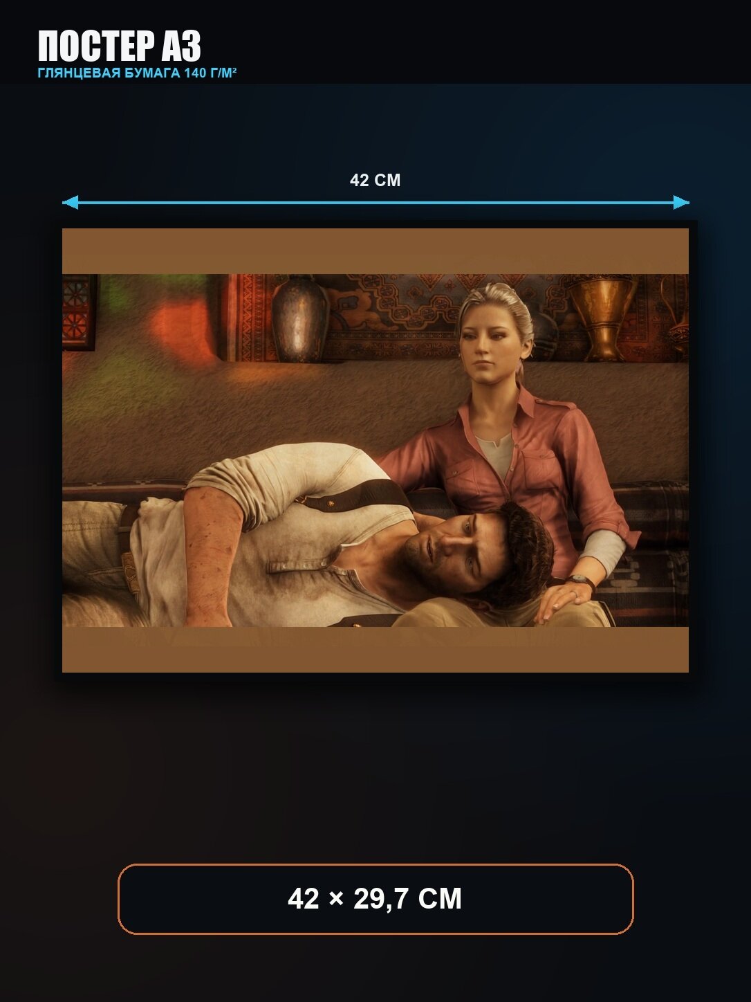 Плакат Uncharted Герои — стильная игровая иллюстрация A3