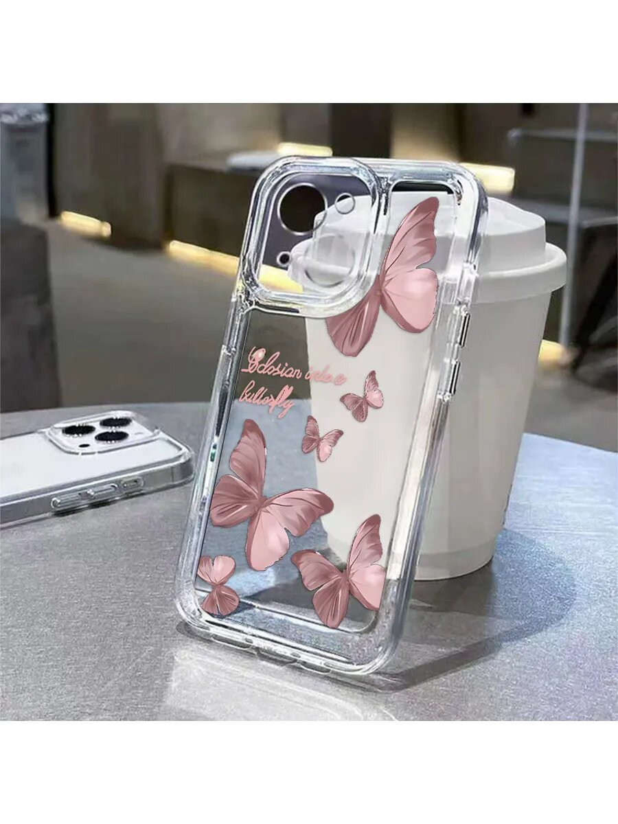 Чехол на iPhone 13 прозрачный с принтом Бабочки
