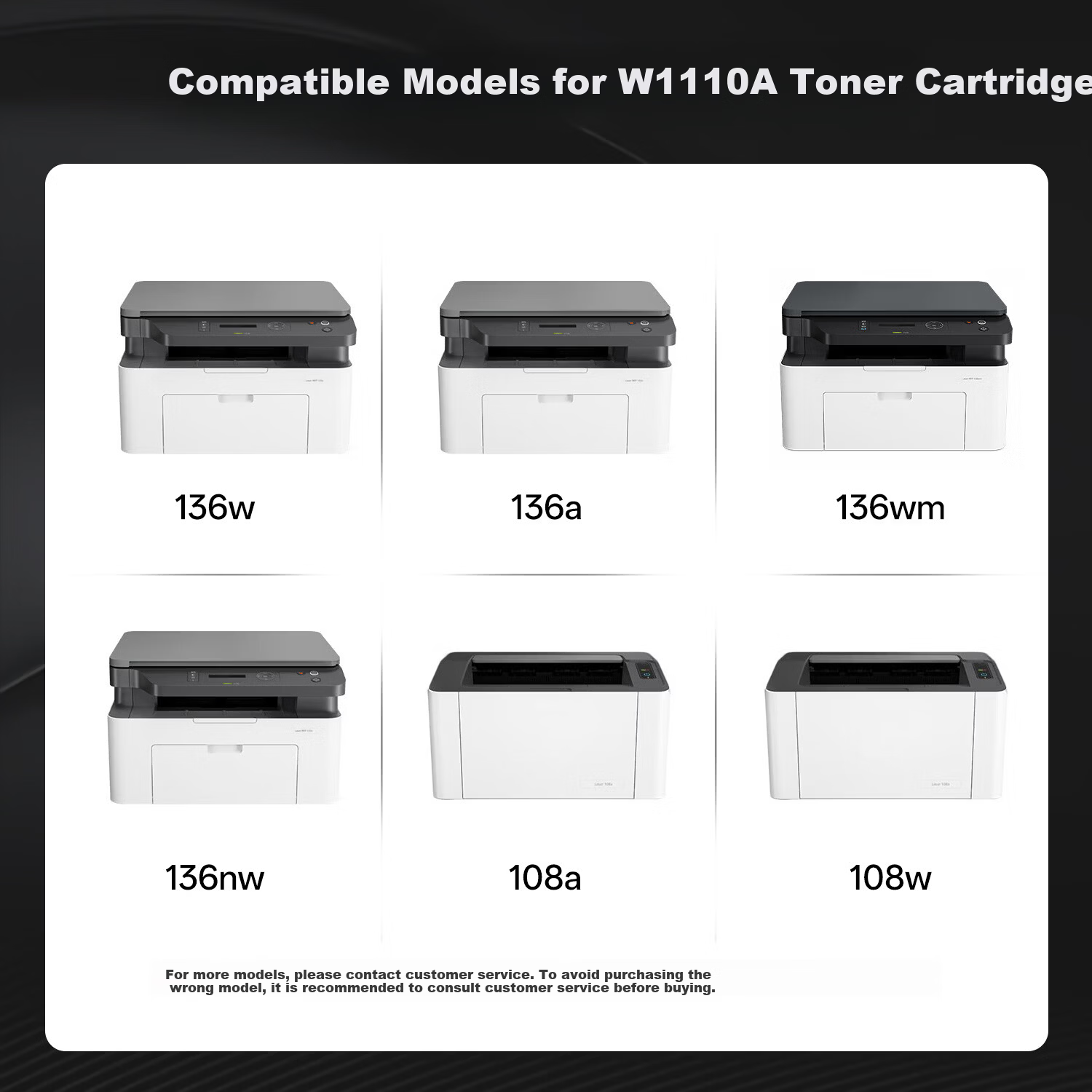 Тонер-картридж Huiwei 136W W1110A совместимый с принтерами HP 136A 108A 108W Высокая емкость 6500 страниц 2 картриджа
