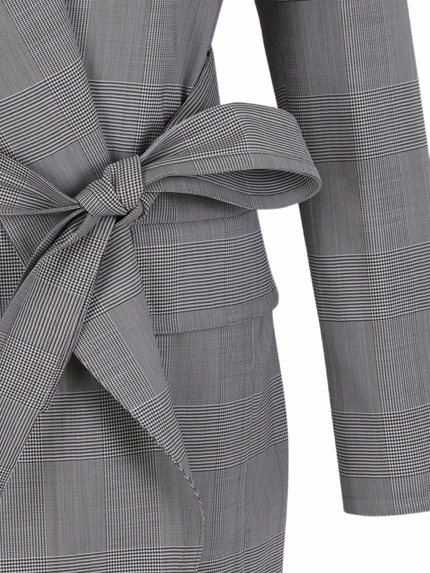 Куртка Max Mara Check-pattern belted jacket, размер 40, серый — фото 1