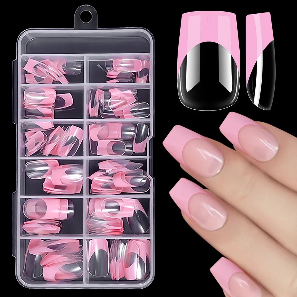 Французские накладные ногти ABS 120 шт, розовый, белый, черный Розовый, Pink