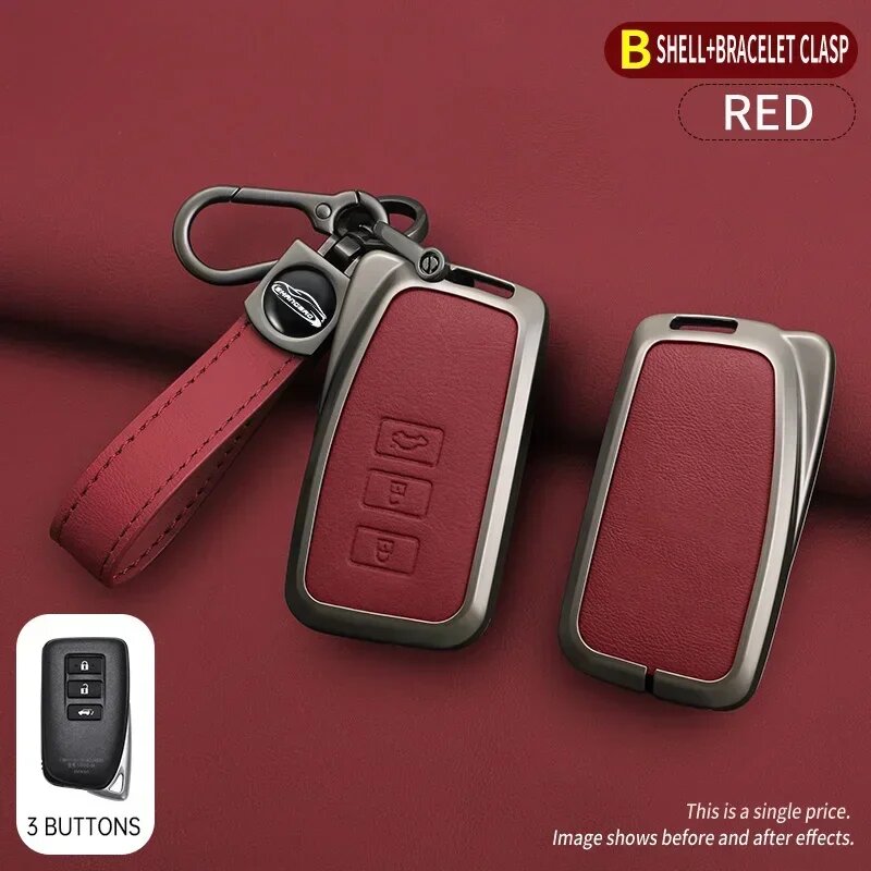 Кожаный чехол для автомобильного ключа для Lexus NX GS RX IS ES GX LX RC 200 250 350 3 key rope-red