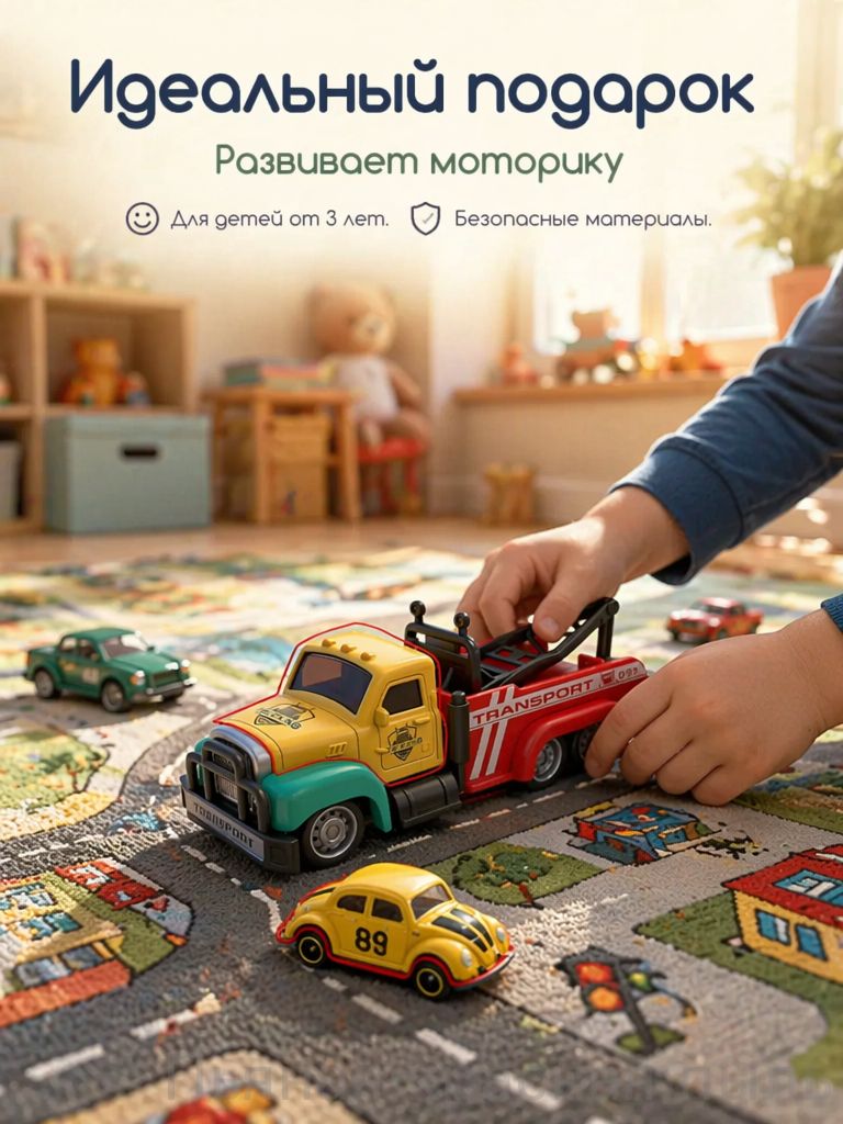 Сплавной эвакуатор буксир + машинка Volkswagen Жук, детская игровая техника