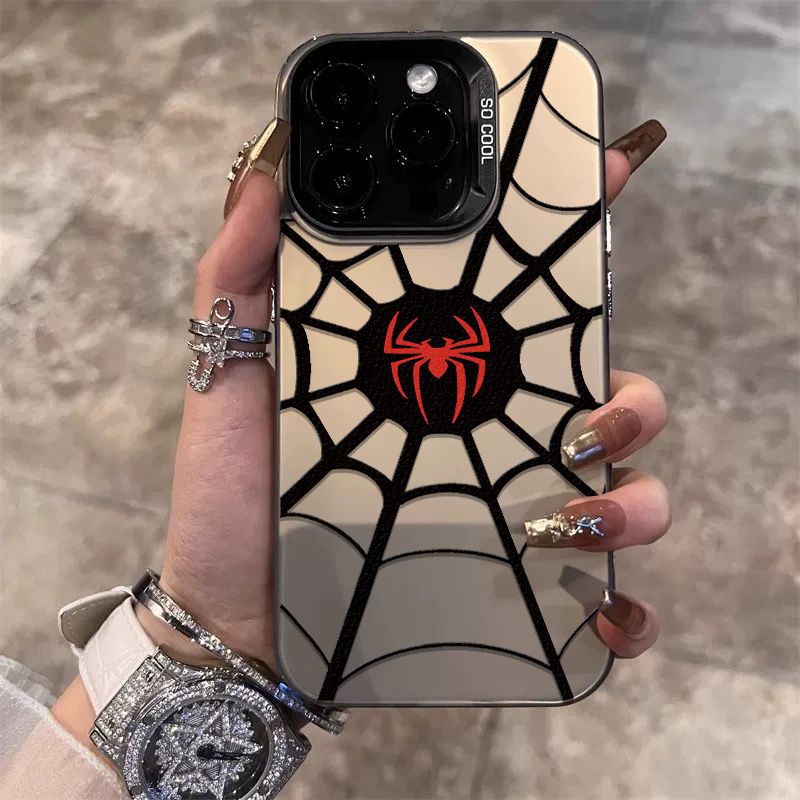 Чехол на Айфон 13/14 / iPhone 13/14 черный с принтом Паутина силиконовый ударопрочный