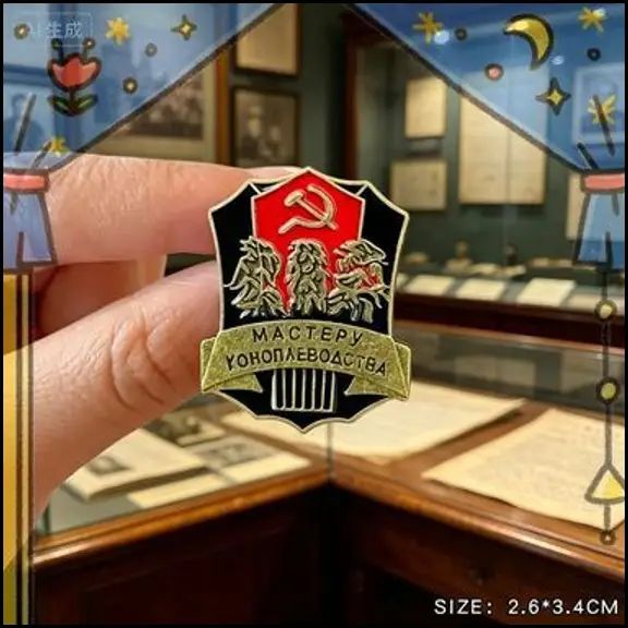 Значок коллекционныйyu Эмалевый значок Мастеру коноплеводства