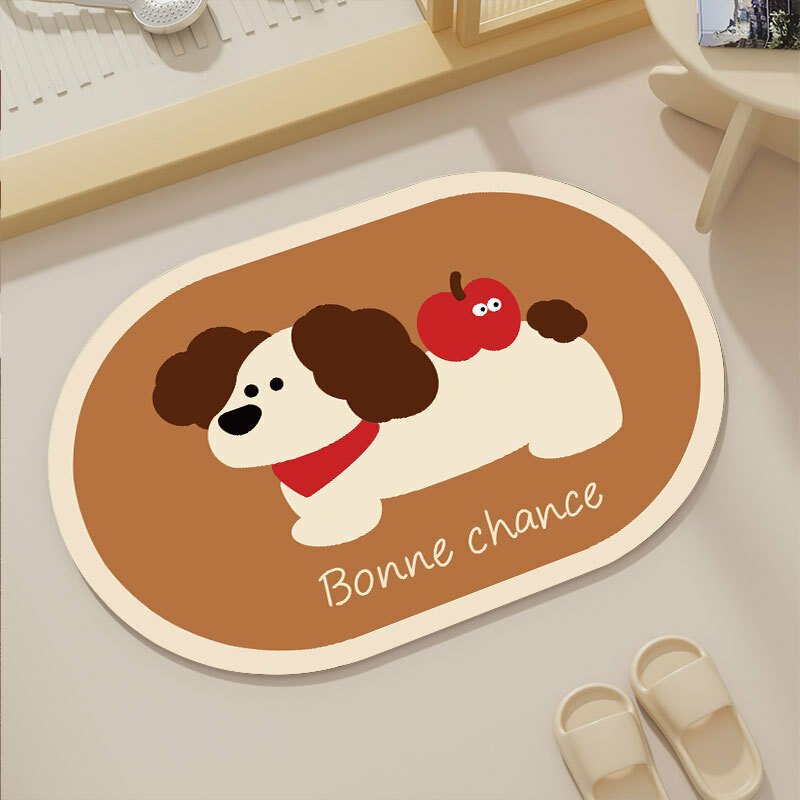 Силикатный гелевый коврик для ванной с рисунком Apple Dog, не скользящий, быстро сохнущий, размер 40x60 см для пола