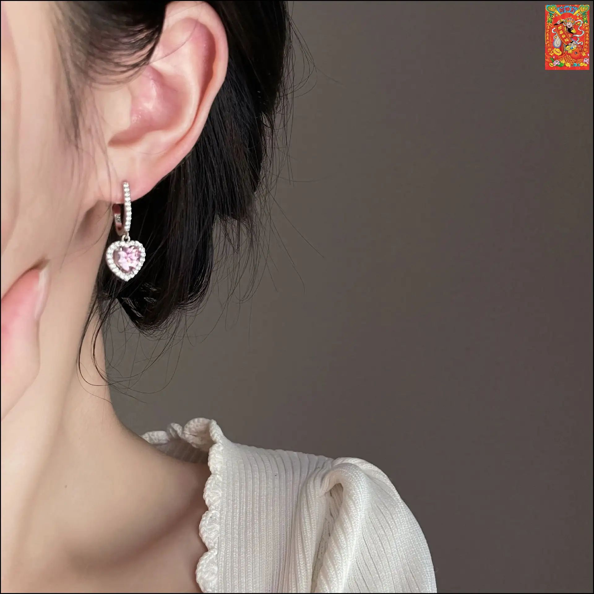 Серьги одиночные, белая — фото 1