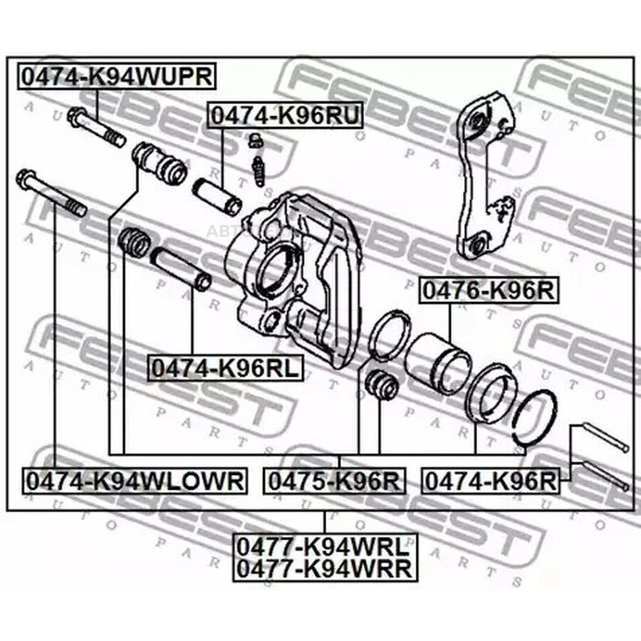 Втулка направляющая суппорта TOYOTA COROLLA/ RAV4/YARIS/ECHO VERSO зад. FEBEST 0474K96RU
