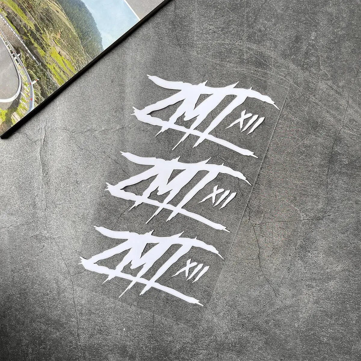 Наклейки ZMT XII для мотоцикла, набор 3 шт, белые