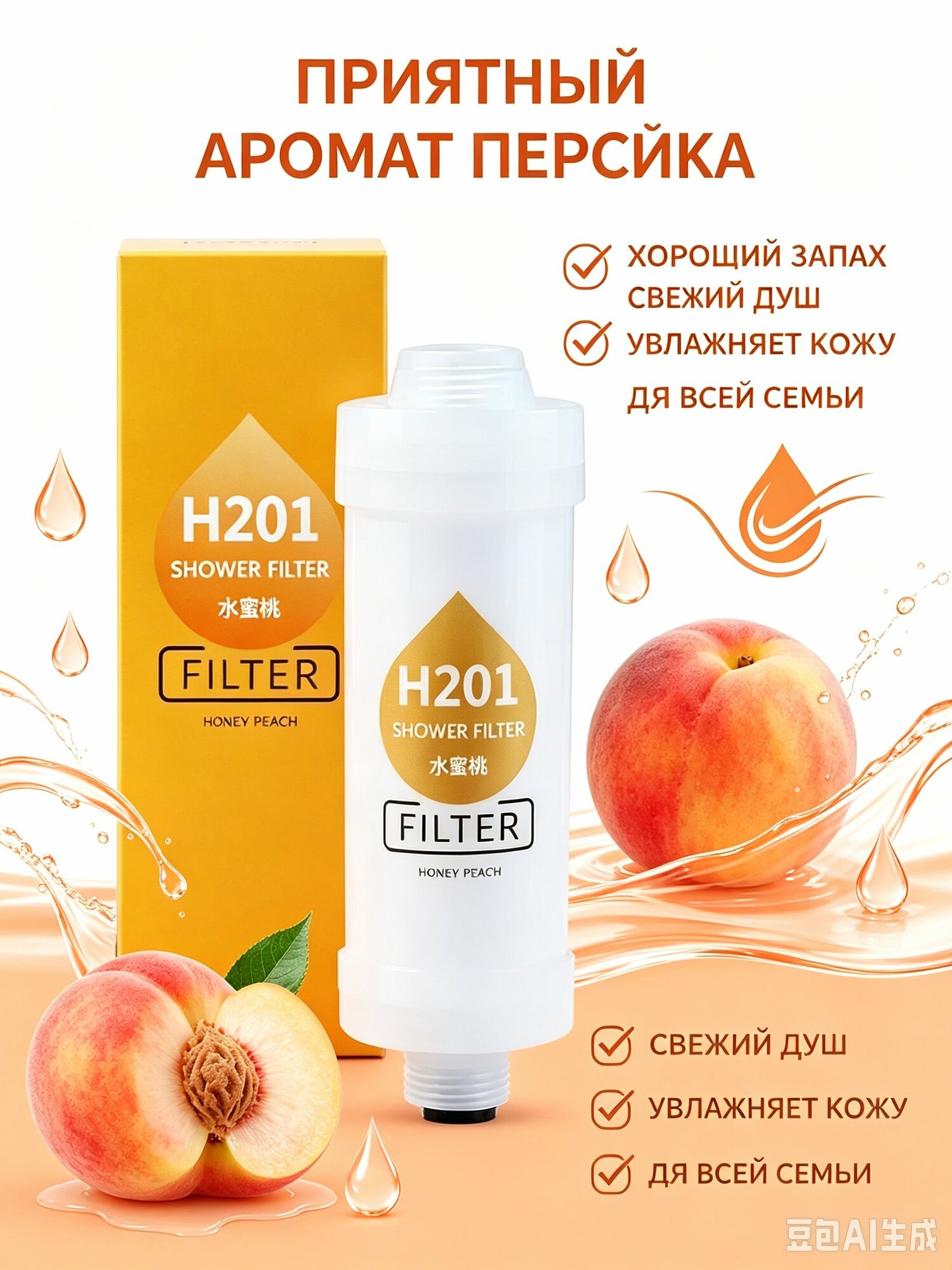 Фильтр для душа H201, удаляет ржавчину и песок из воды, увлажняет кожу с ароматом османтуса, для ванной комнаты