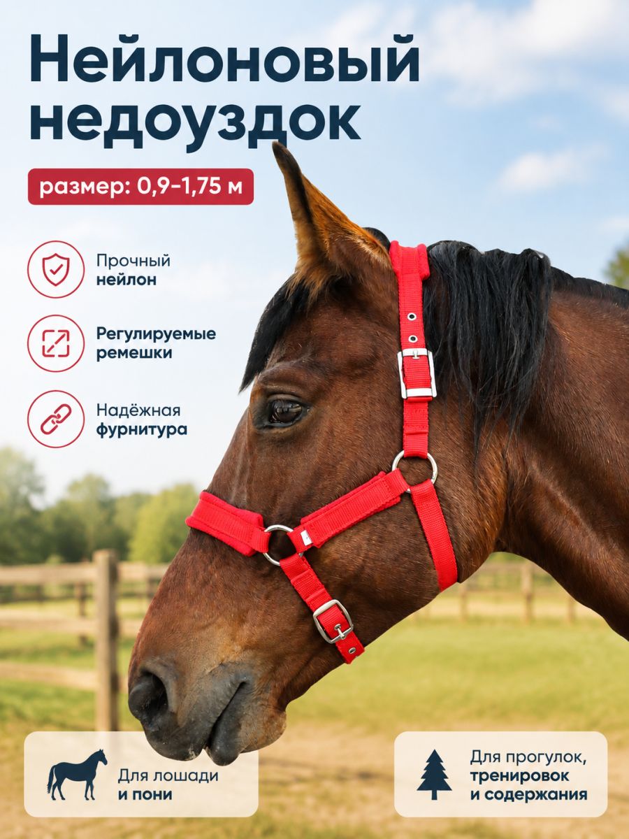 Недоуздок для лошадей с мягкой подкладкой, регулируемый XL