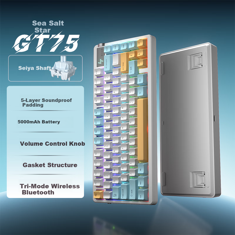 HP GT75 Механическая клавиатура беспроводная проводная Bluetooth три-режим сетчатая кастомная игровая клавиатура