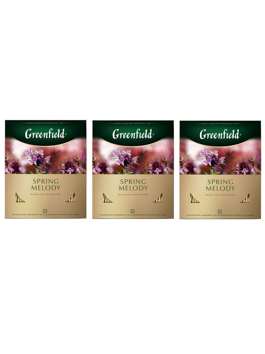 Greenfield Чай черный Spring Melody, 1,5 гр x 100 шт в уп, 3 уп