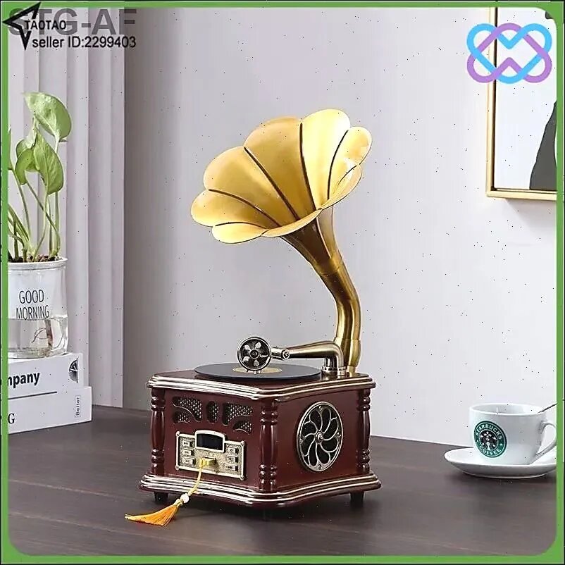 Проигрыватель винила, с Bluetooth, FM, USB-портом, встроенные динамики, стильный ретро-дизайн