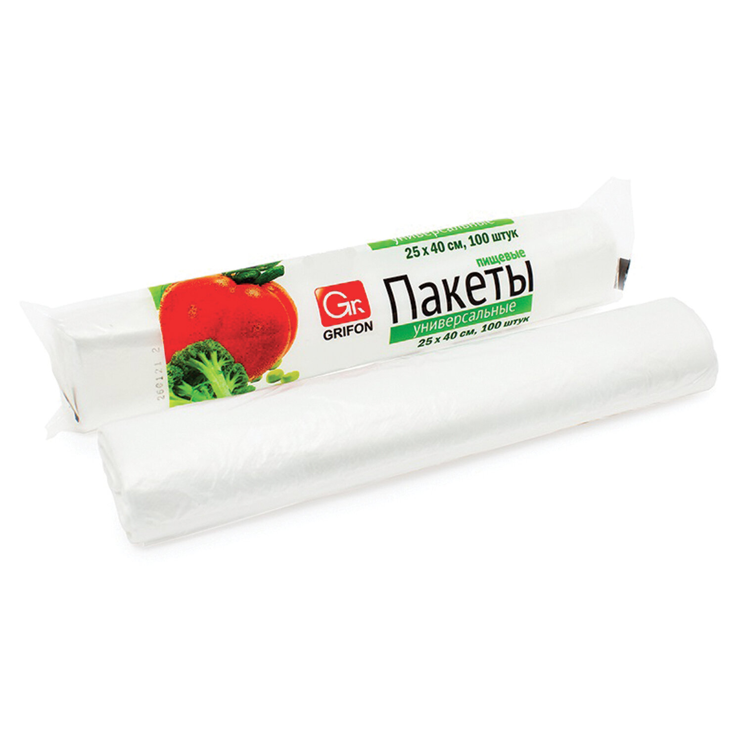 Упаковка 15 шт. Пакеты фасовочные универсальные в рулоне, ПНД, 25х40 см, 5 л, 100 шт, GRIFON, 101-040