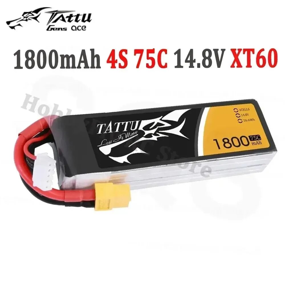 Tattu 3S/4S Lipo Battery 1800mAh 75C 11.1V/14.8V XT60 Plug Аксессуары для игрушечных машинок