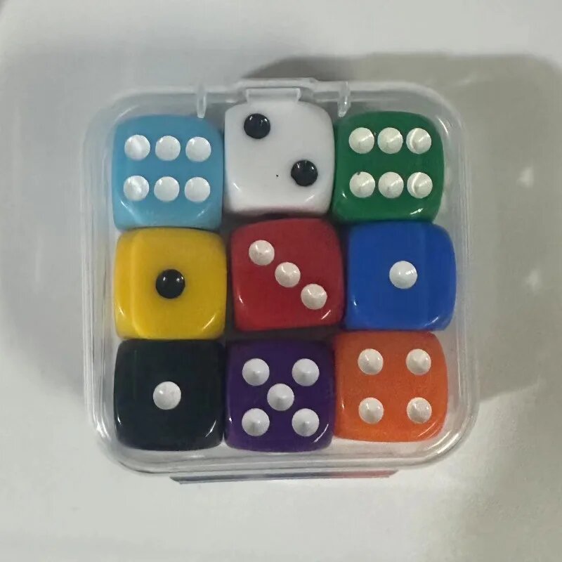 Цветные игральные кости 16mm, набор из 9 шт