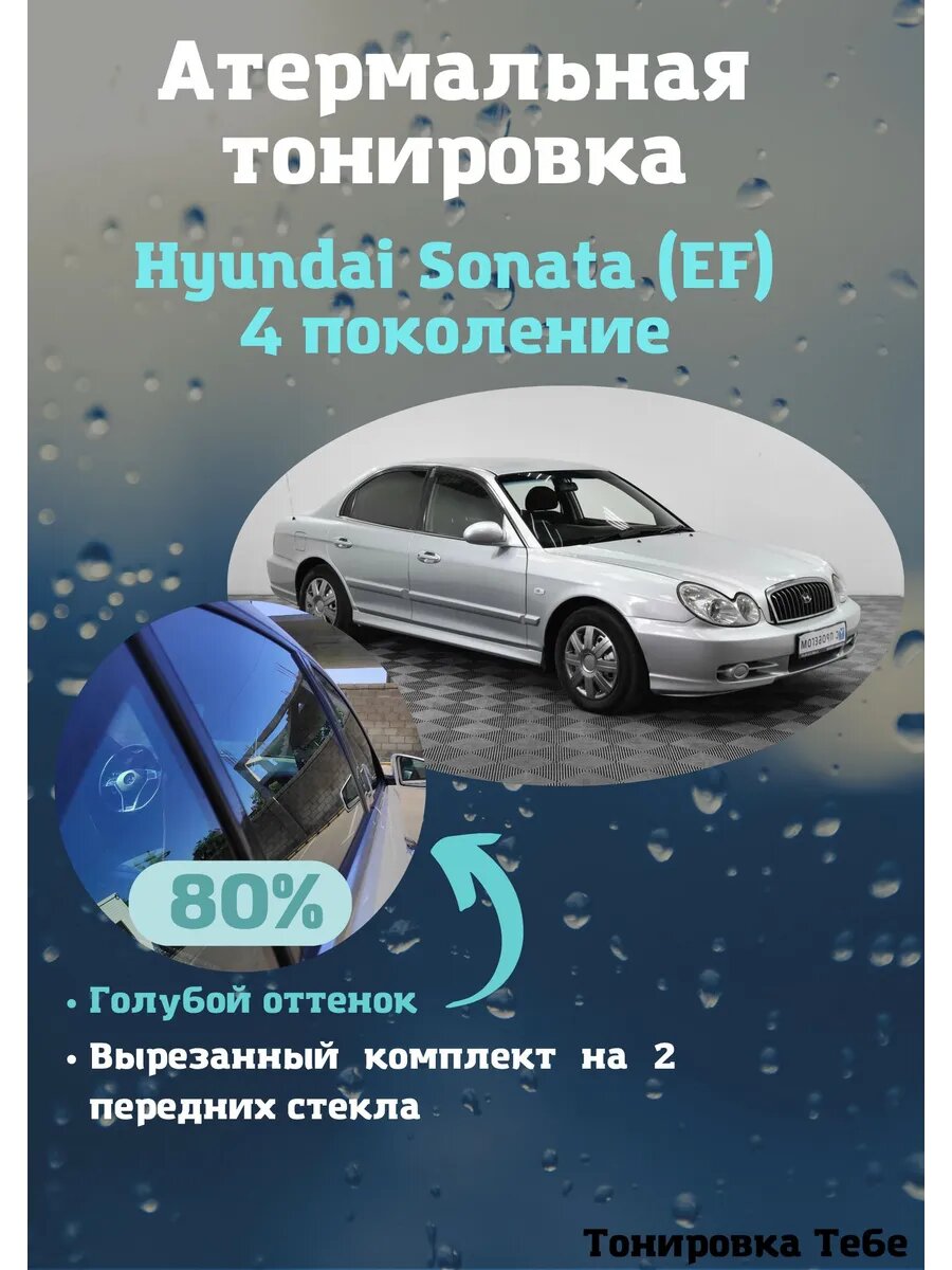 Термо тонировка для Hyundai Sonata 4 EF 80% голубая