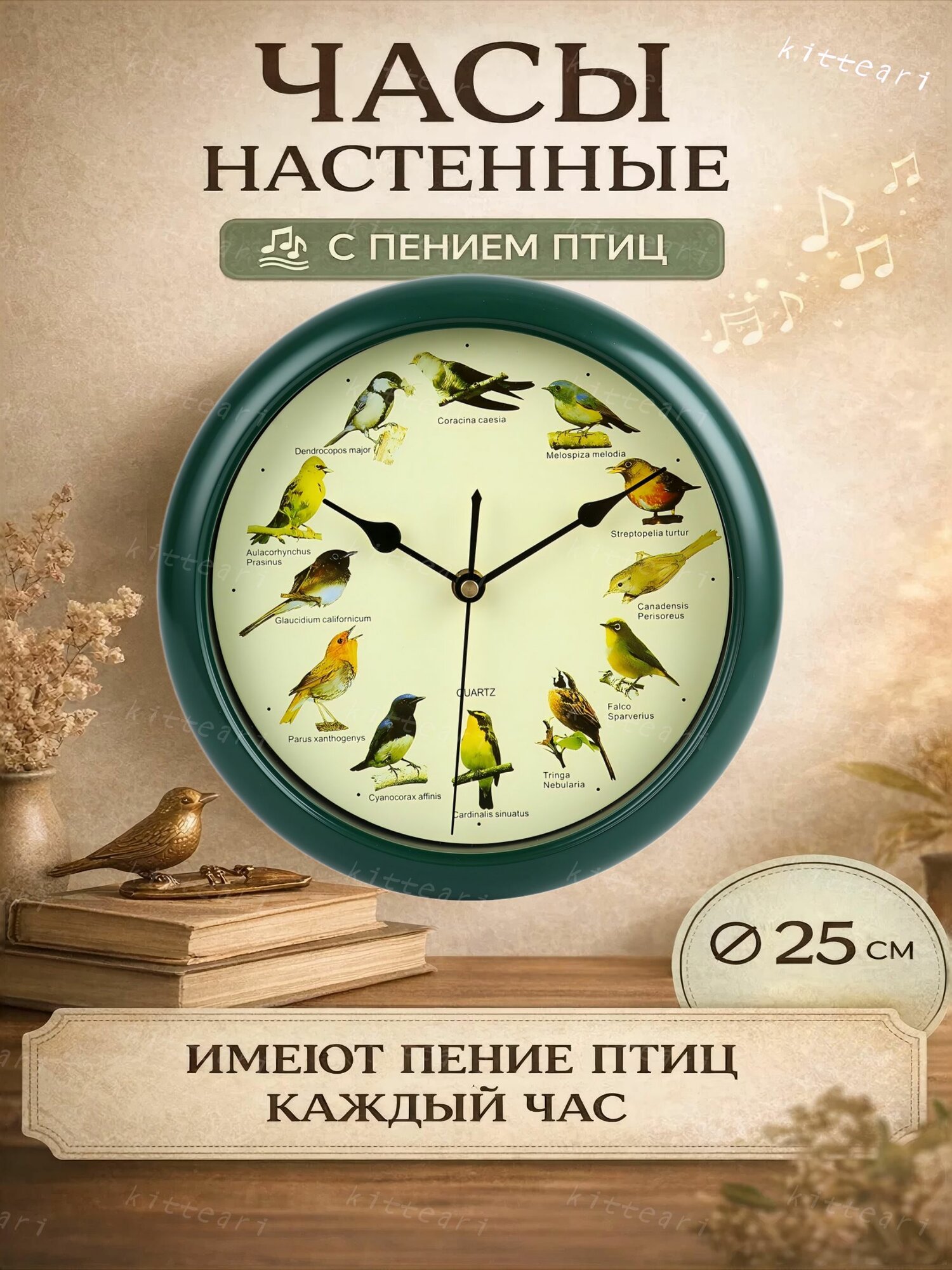 Semybear Настенные часы "часы настенные с пением птиц", 25 см х 25 см