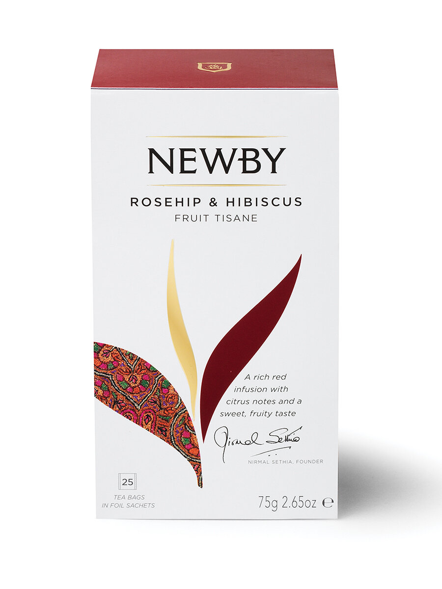 Чай Newby "Шиповник и Гибискус", пакетированный, травяной, 1/75 г