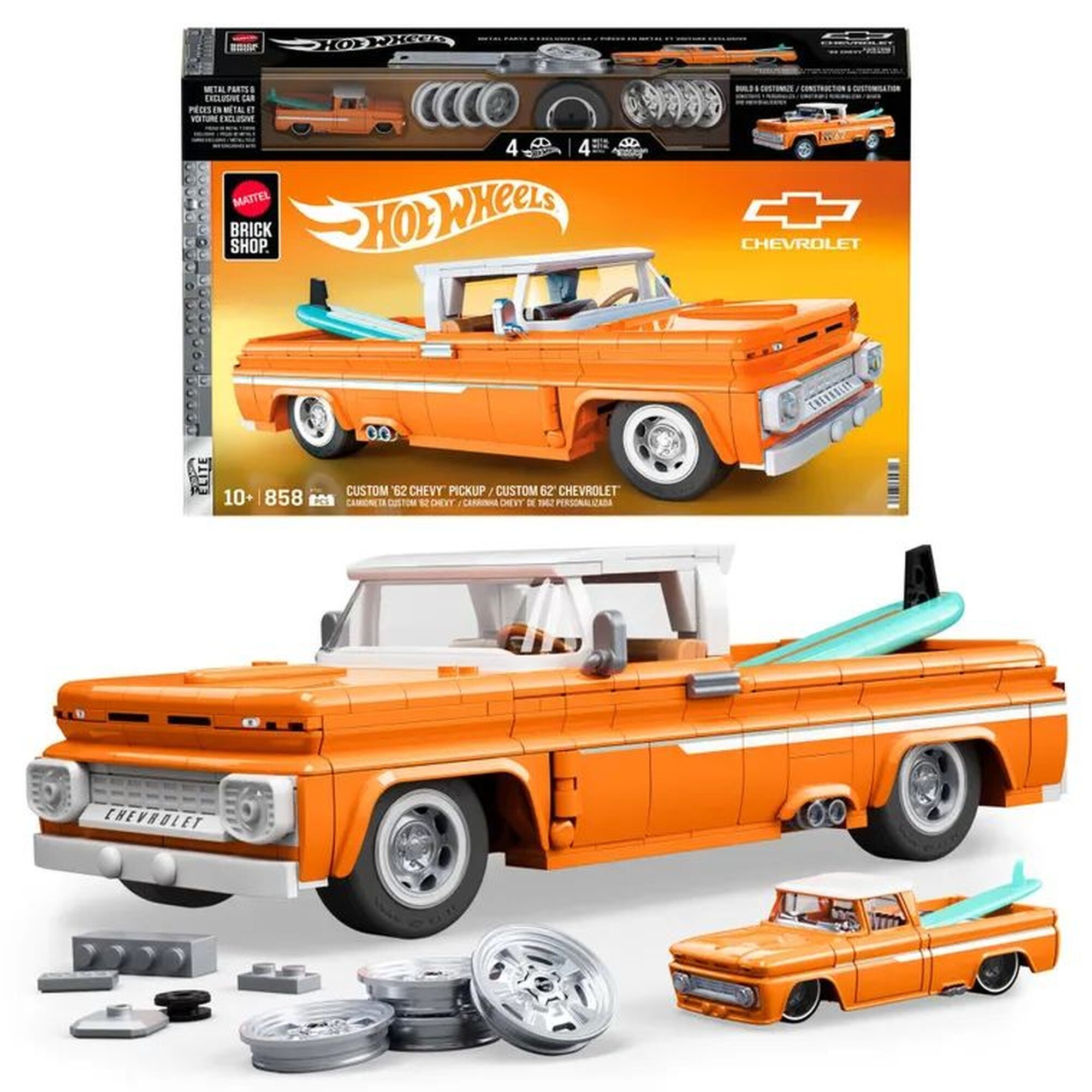 Конструктор Mattel Hot Wheels Elite Series - Сборная машина Custom '62 Chevy Pickup, 858 деталей - Хот Вилс JFT20