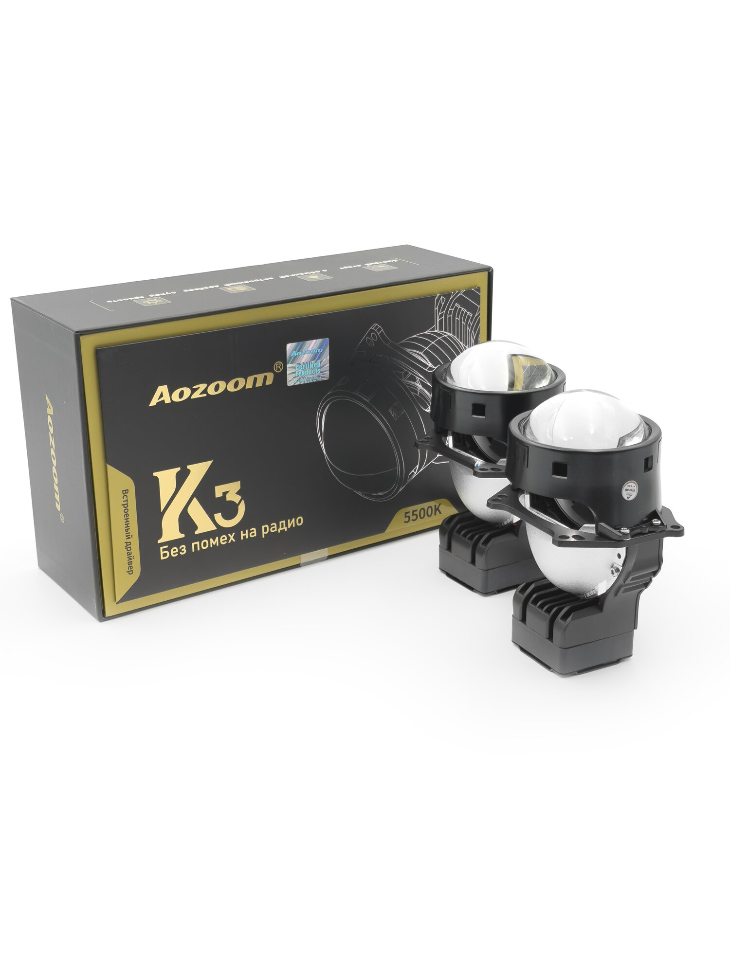 Светодиодные линзы Bi-LED Aozoom K3 Dragon Knight 3.0 для Kia Ceed JD 2012-2018 / комплект для замены линз на Киа Сид jd