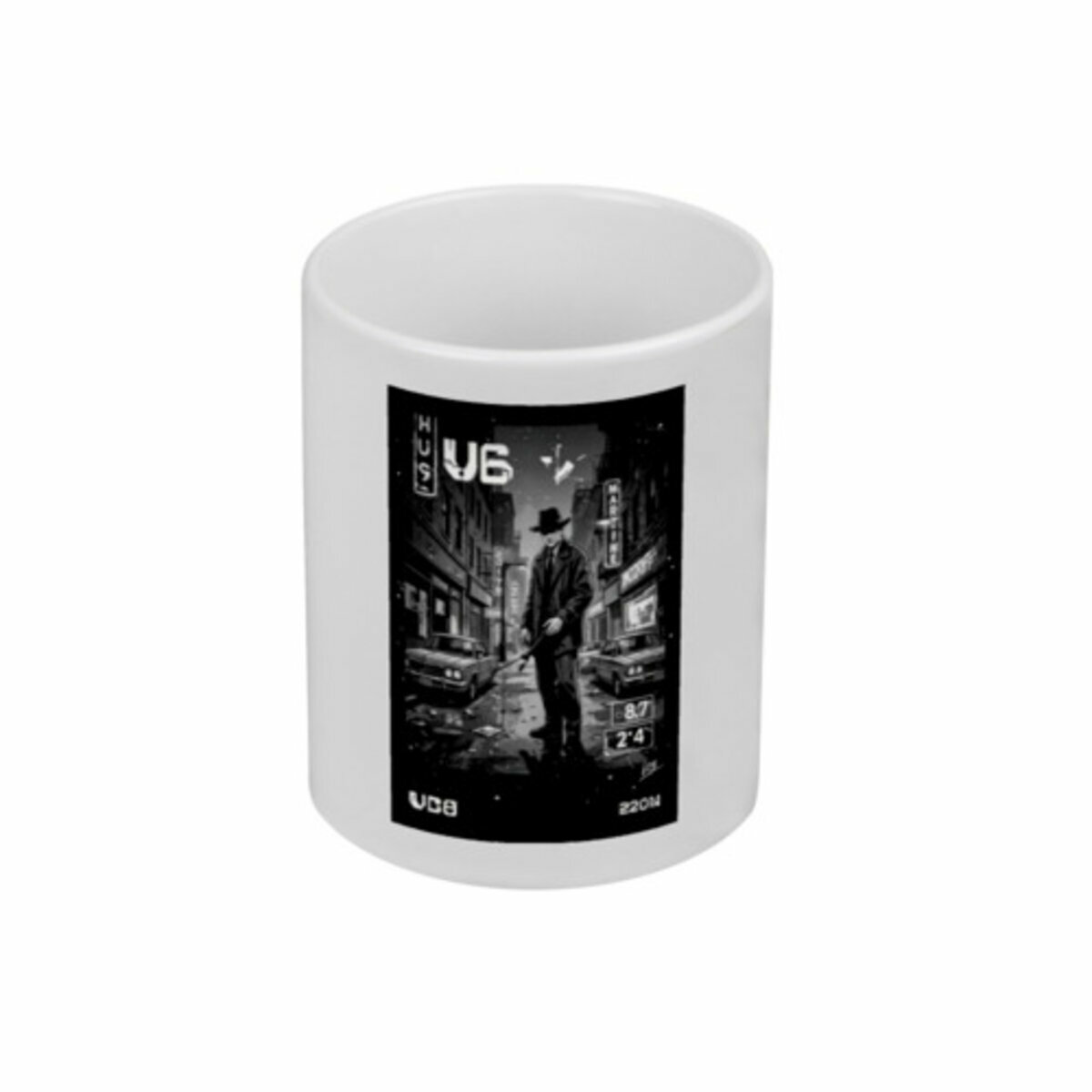 Кружка «Детектив в шляпе в стиле нуар Noir» (белый)