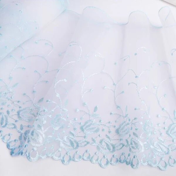 HYZELY цветное кружево с вышивкой 25см Light Blue