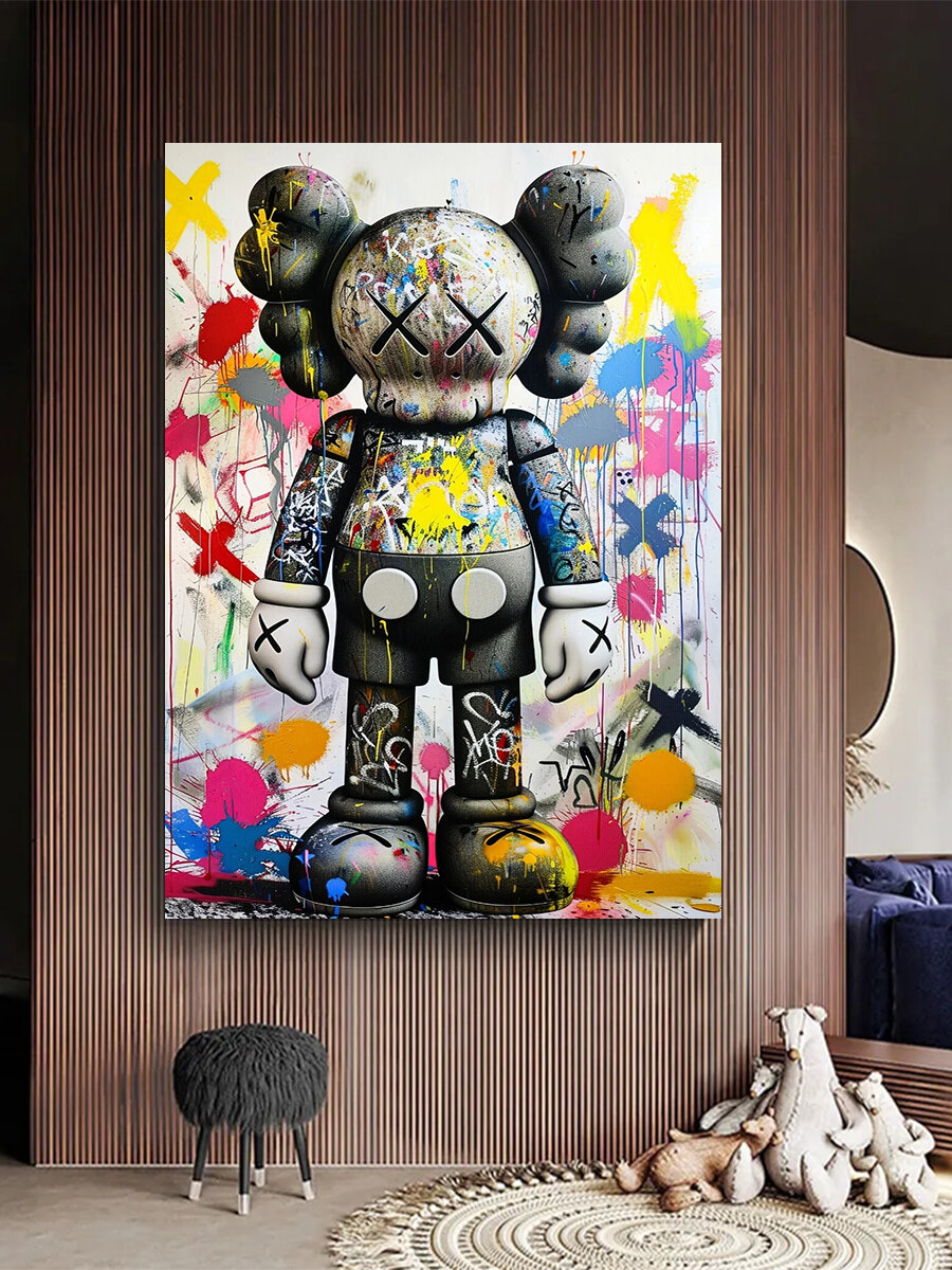 Картина на стену - "Кавс, Kaws, современный ПОП АРТ" , 60х80 см.