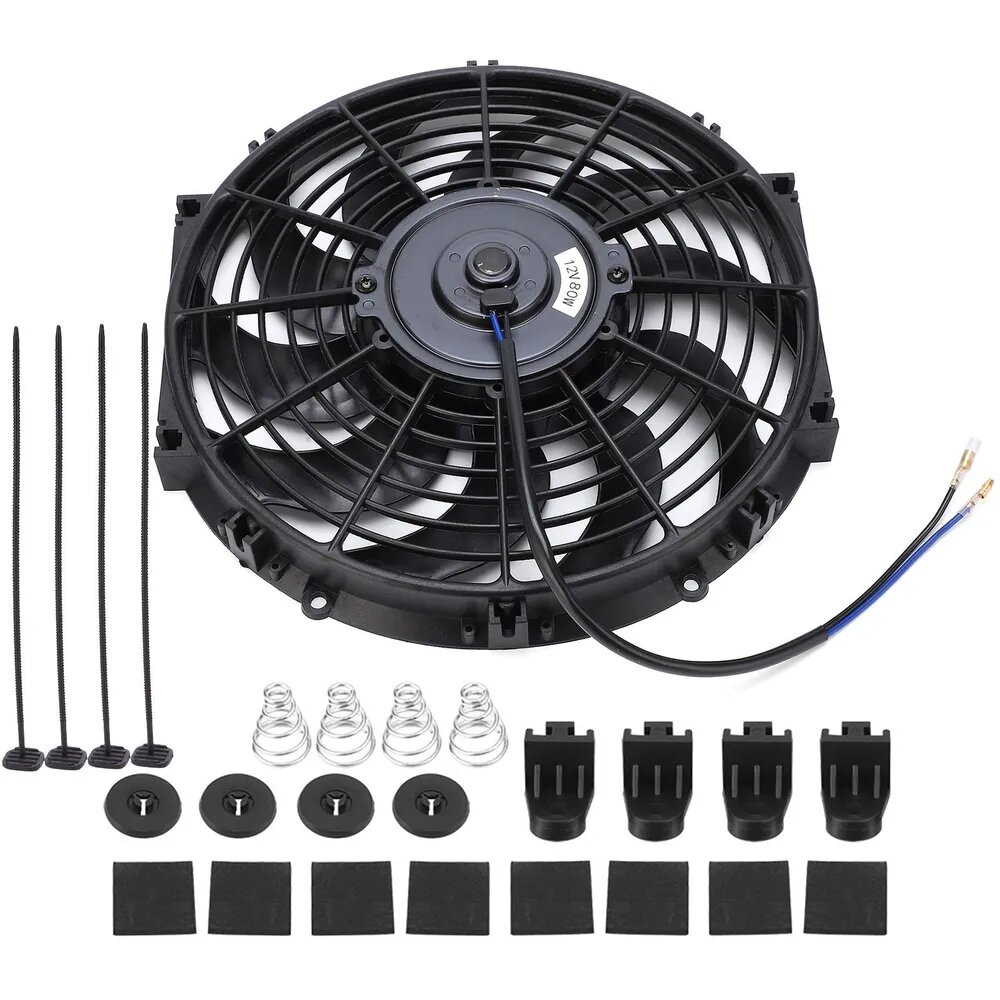 Вентилятор автомобильный, 12V, чёрный, для системы охлаждения, Leminfu