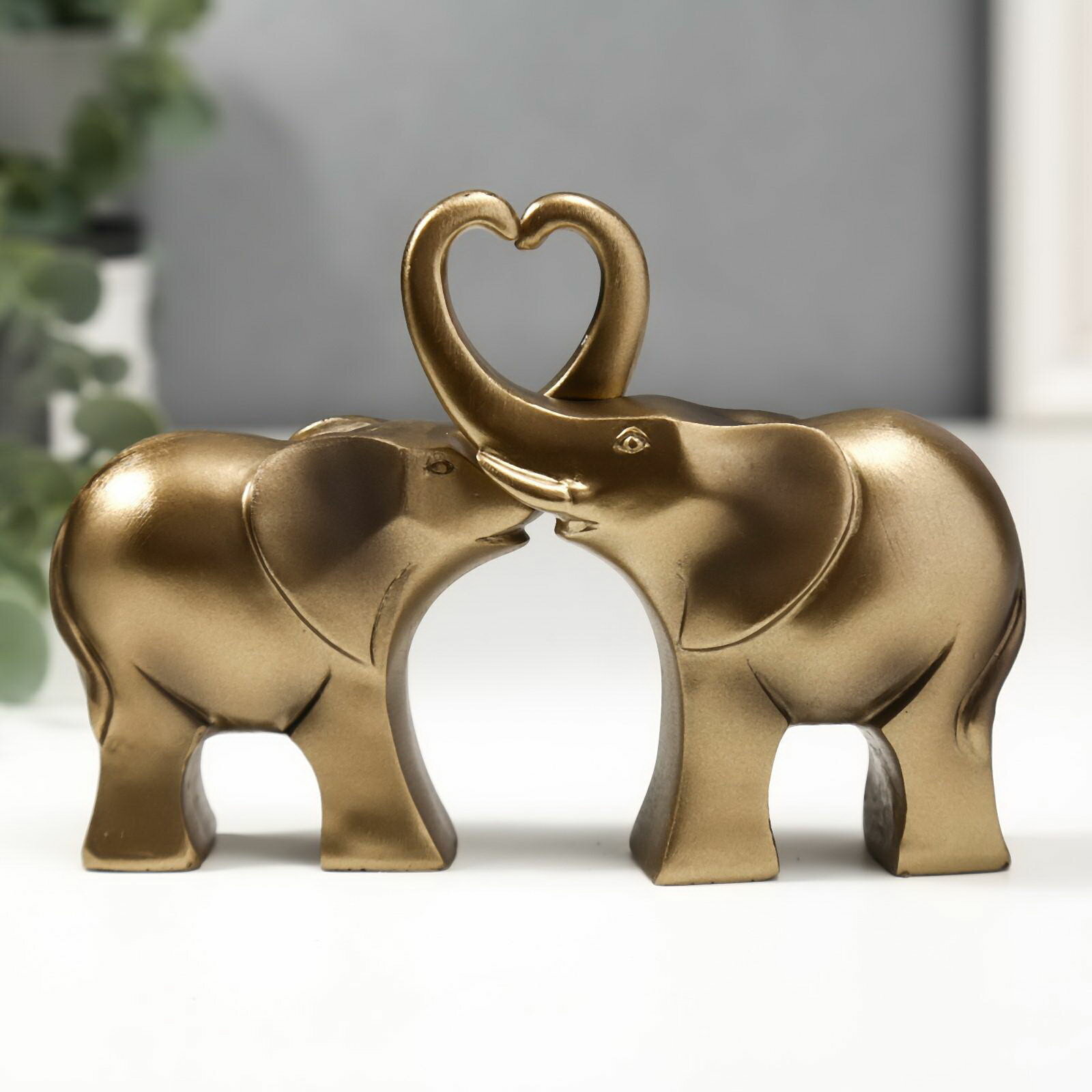 Набор фигурок полистоун "Два африканских слона", бронза, 2 шт, 10.5x15x3.5 см