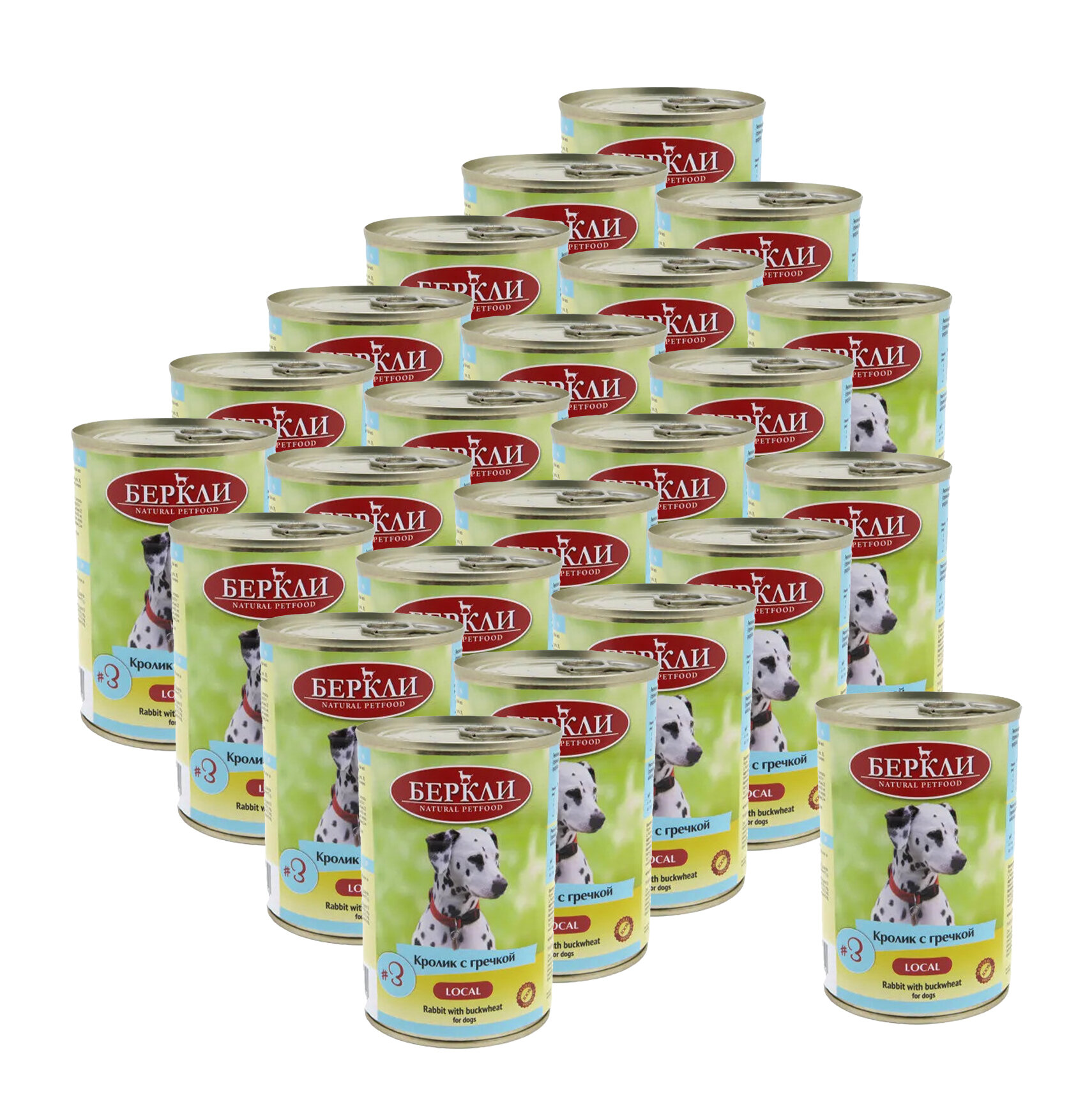 Беркли №3 влажный корм для взрослых собак и щенков, кролик с гречкой - 400 г x 24 шт.