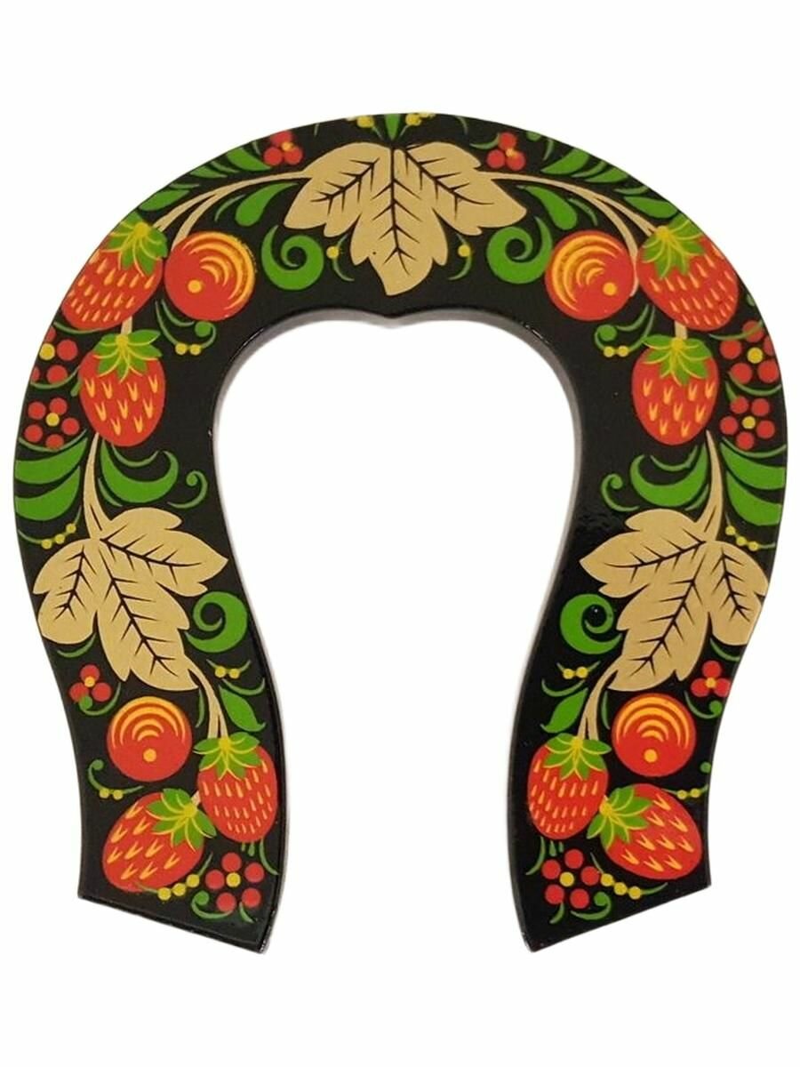 Подкова, оберег "На счастье" 12,5х11,5см, Хохломская роспись (Хохлома)