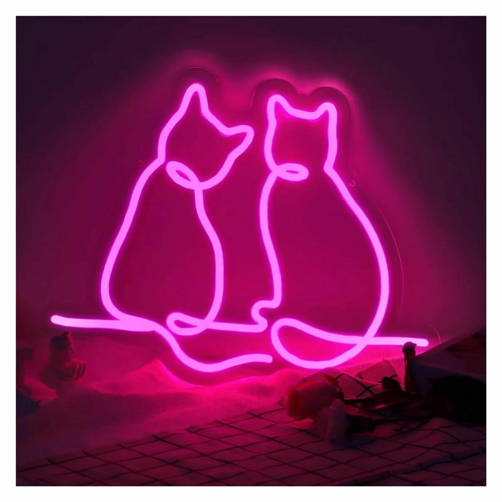 Две Неоновые Лампы Cat С Питанием От USB 29,2см 36,8см