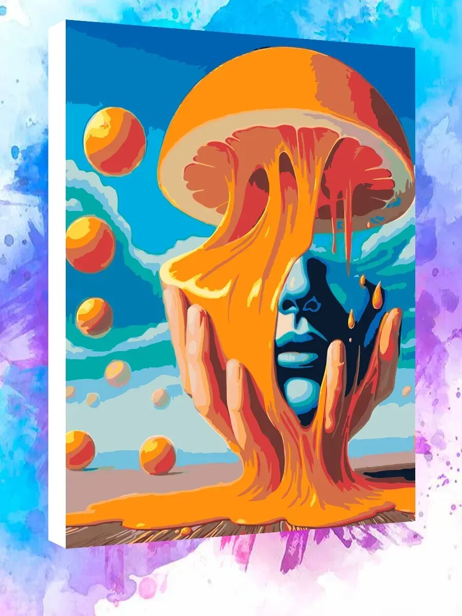 Картина по номерам Абстракция Арт Лицо Девушка_Море_Апельсин