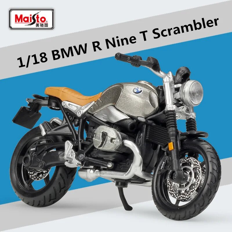 Maisto 1:18 BMW R Nine T Scrambler металлический мотоцикл Черный, With foam box