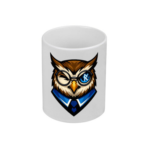 Кружка «Бизнес Сова Эспорт - Owl Gamer в Очках с Галстуком» (белый)