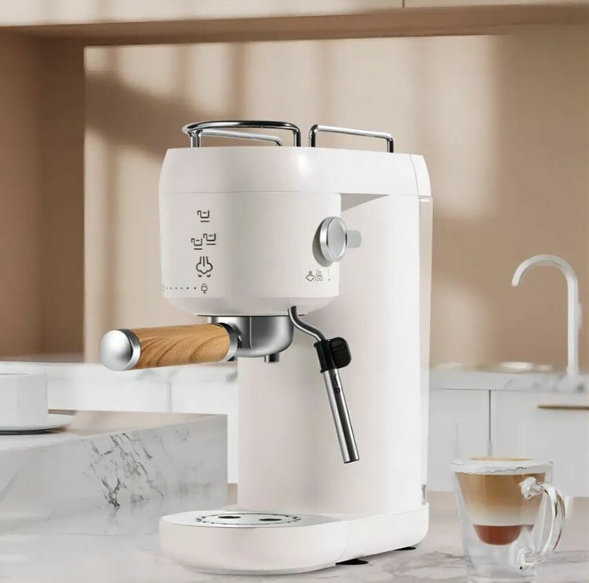Полуавтоматическая кофемашина со встроенным капучинатором (Белый)