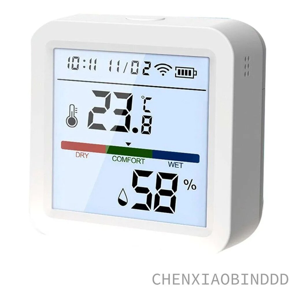 Tuya WiFi Датчик температуры и влажности Smart Life Подсветка Гигрометр Термометр Поддержка Alexa Home