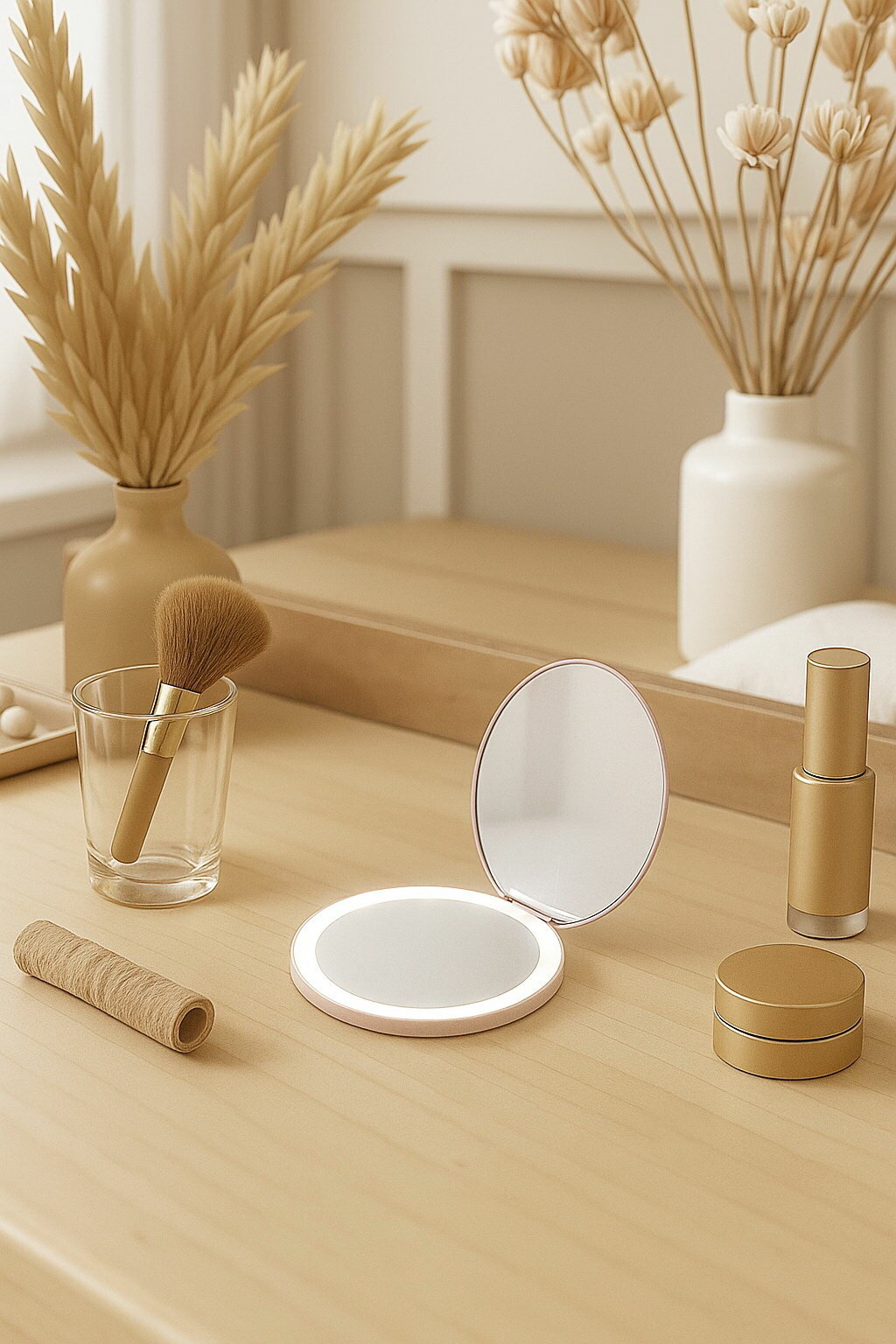 Зеркало KZ-02, подсветка, 9x9x0.7 см, 1 диод, от USB, тип питания: от usb