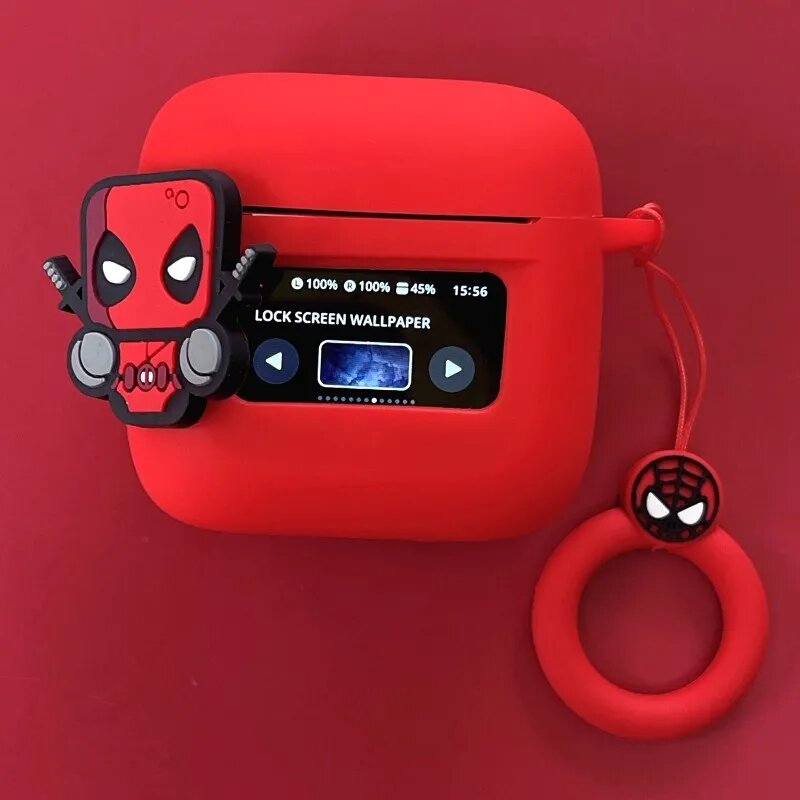Чехол для JBL Tour Pro 2 Deadpool, красный, с lanyard