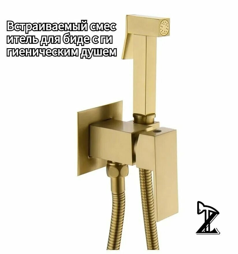 Встраиваемый смеситель для биде с гигиеническим душем, латунь, горячая/холодная вода, хром