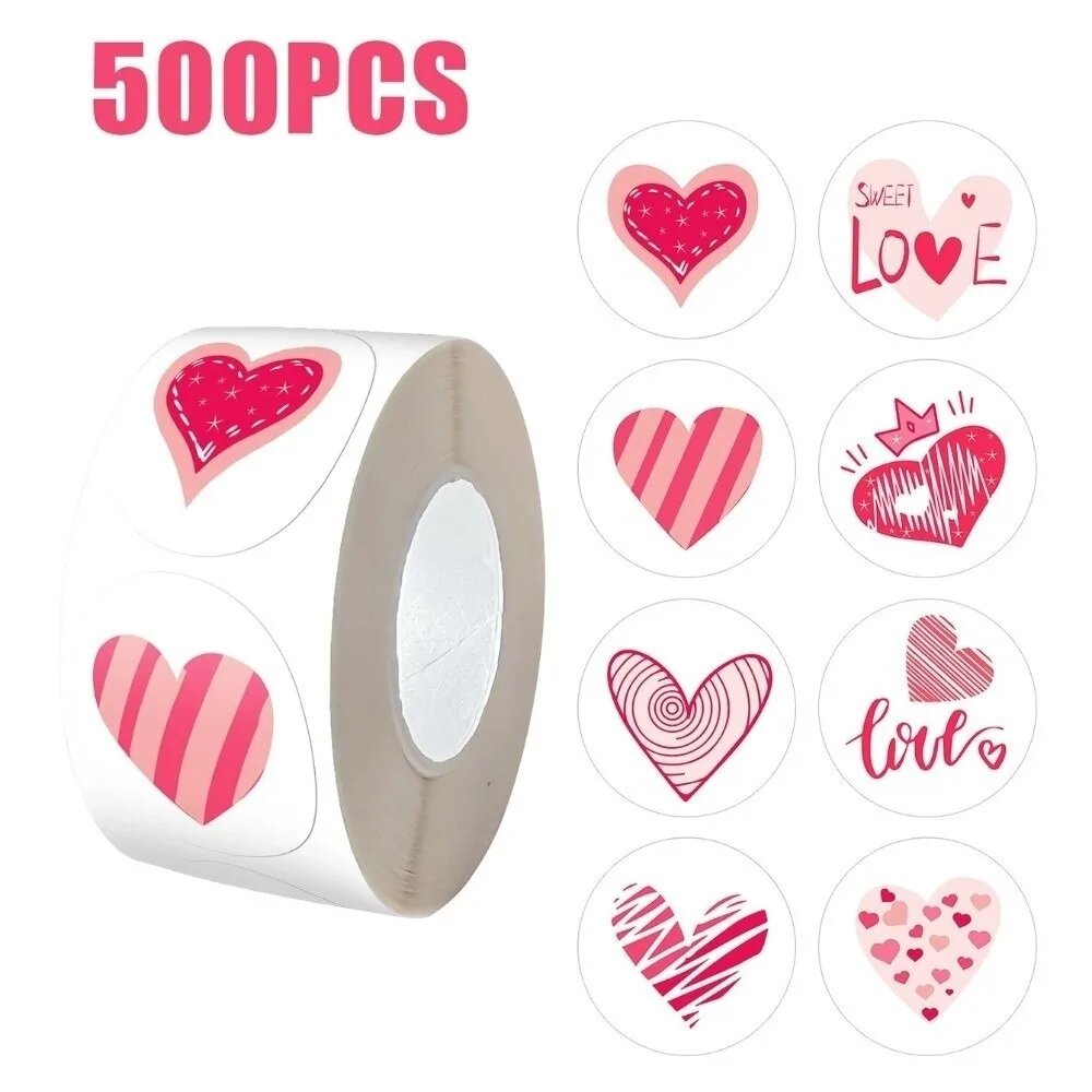 Набор наклеек "Любовь", сердечки, 500 шт.