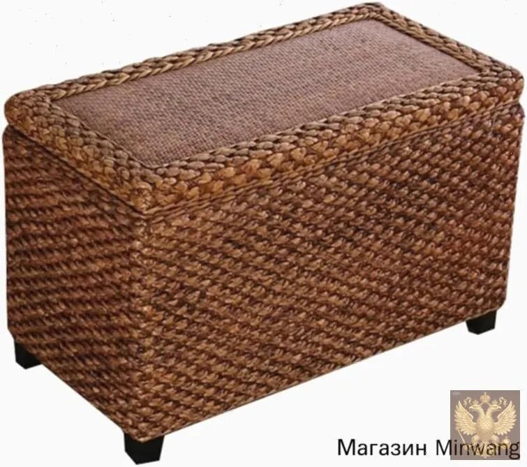 Банкетка-сундук из искусственного ротанга, для прихожей, 50х30х40 см, коричневый
