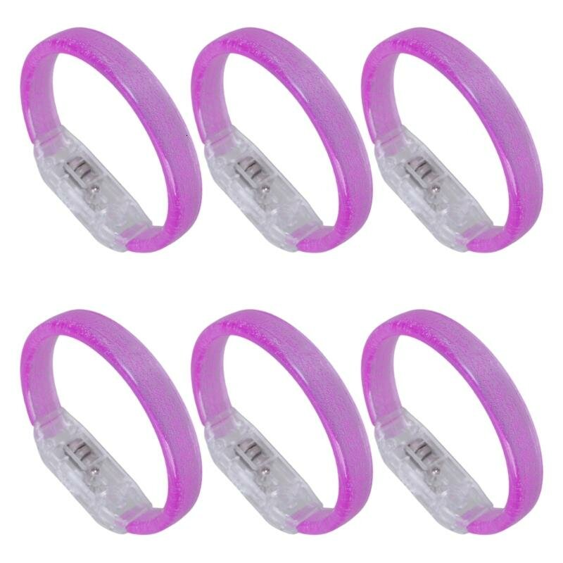 Светящиеся браслеты LED, 6 шт, Фиолетовый