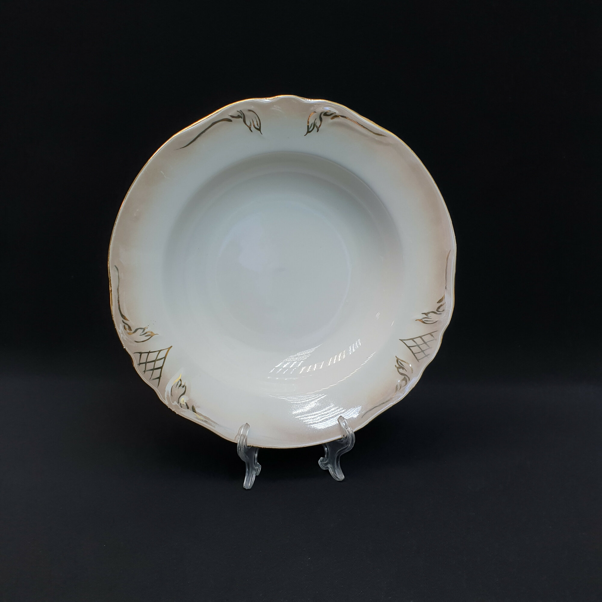 Винтажная суповая тарелка Дружковский, фарфор золочение 24 cм, СССР