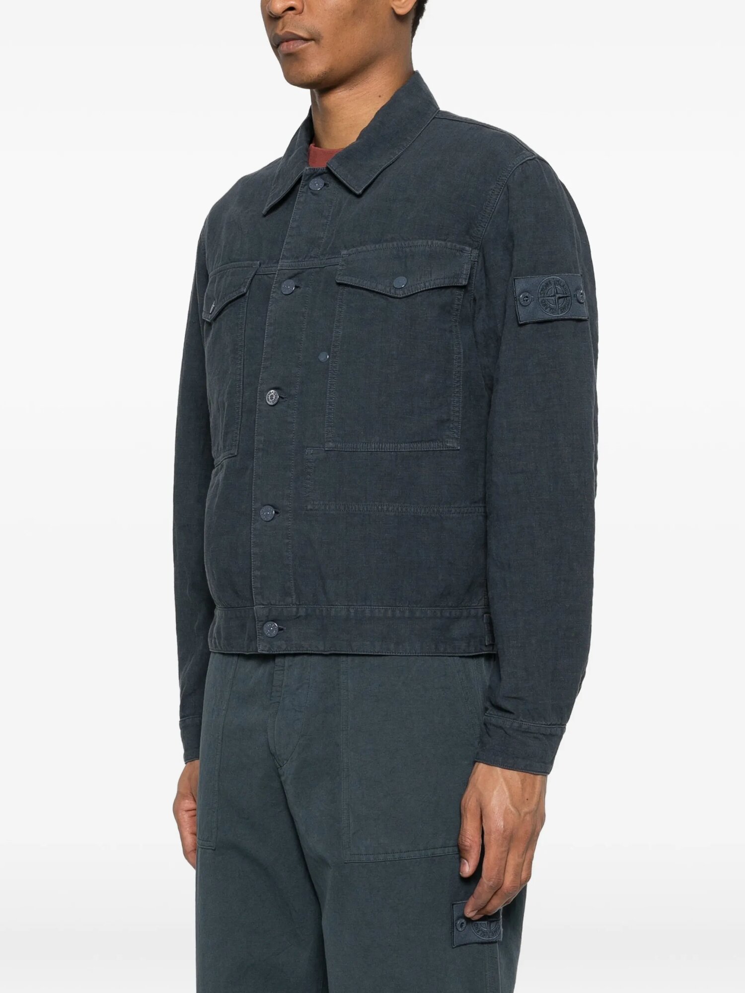Куртка Stone Island Buttoned flap-pocket jacket, размер M, blue — фото 1