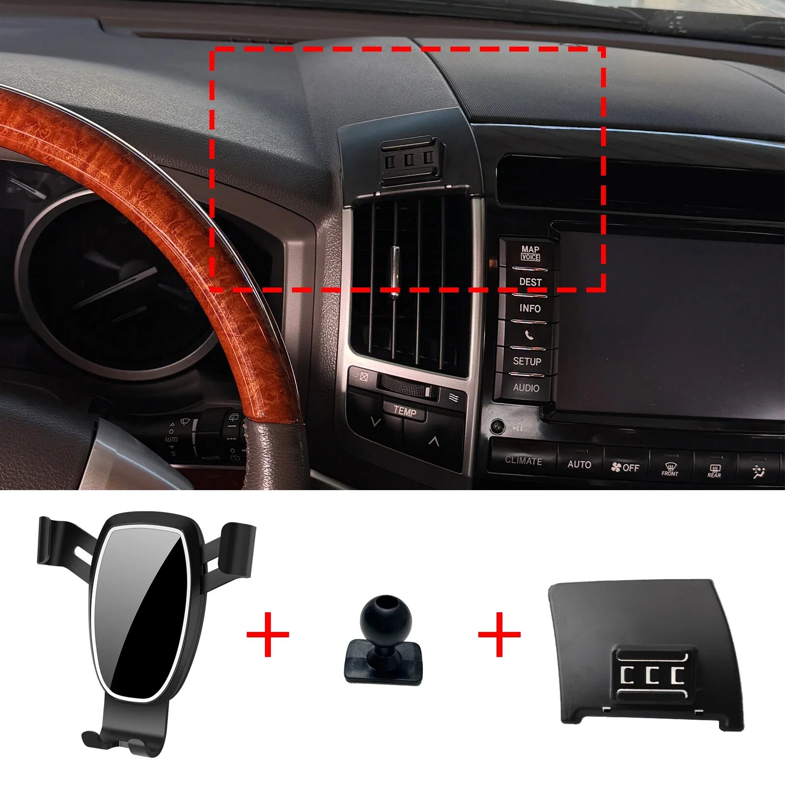 Держатель телефона TYPE C Black для Toyota Land Cruiser 2007-2015